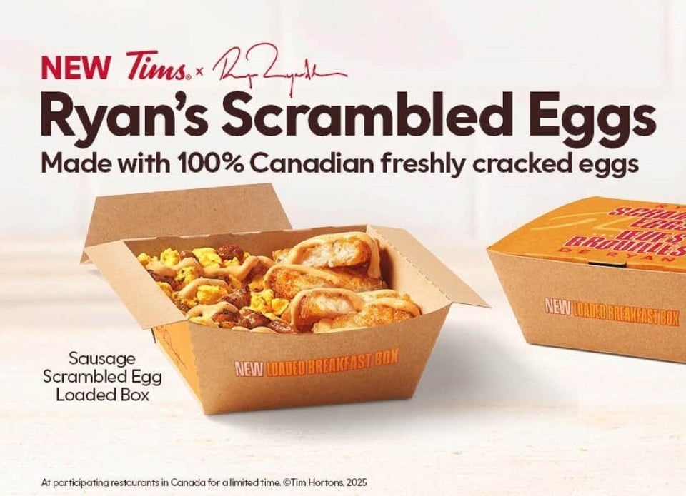 Tim Hortons partners with Ryan Reynolds to launch breakfast menu box ...
