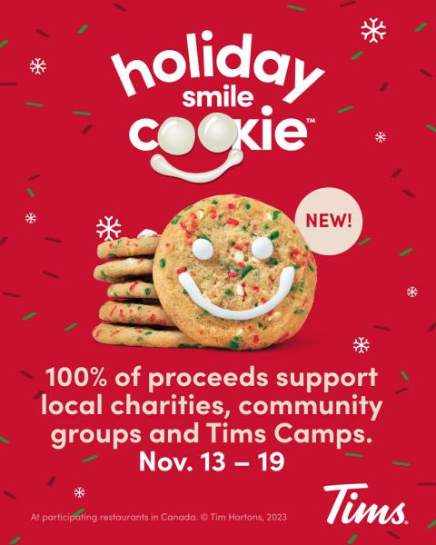 Tim Hortons announces first-ever national Holiday Smile Cookie campaign ...